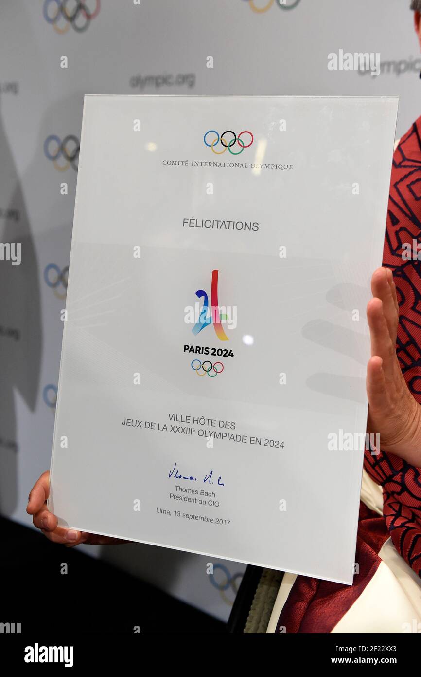 Illustration Paris 2024 certificate after the Olympic and Paralympic Games 2024 host city ...