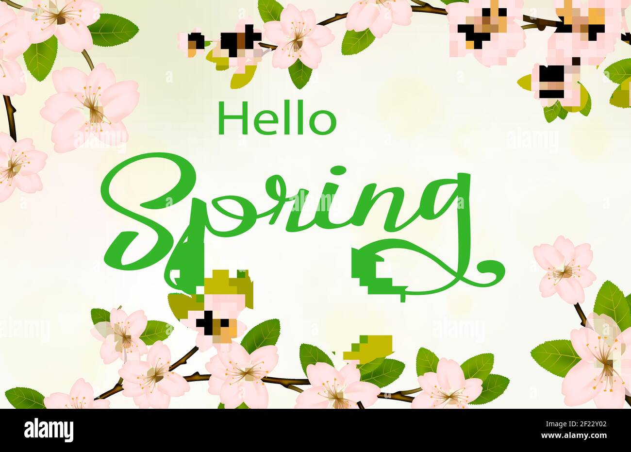 hello spring background with cherry blossoms Stock Vector Image & Art ...