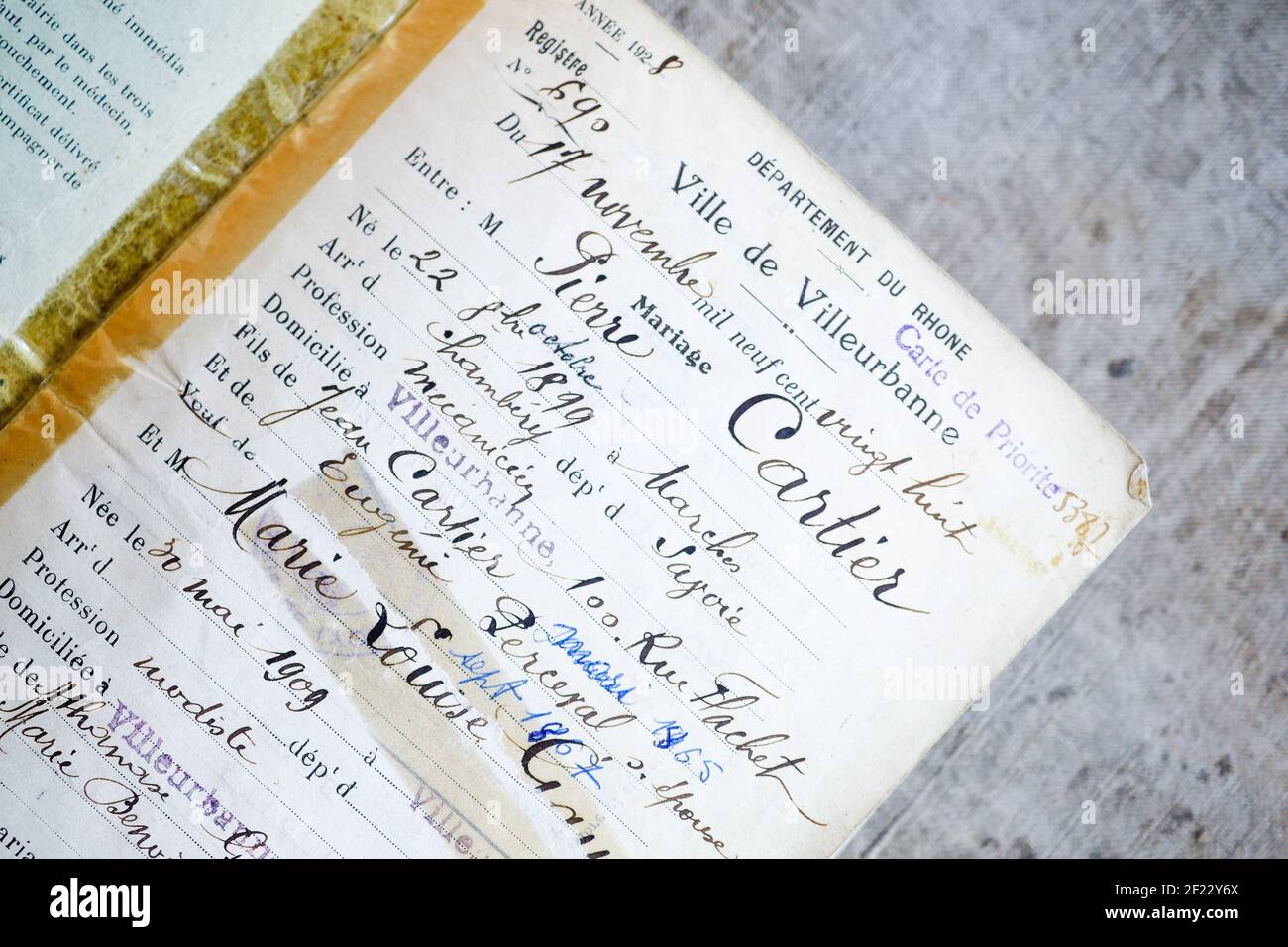 Family booklet, France, 1928 Stock Photo - Alamy
