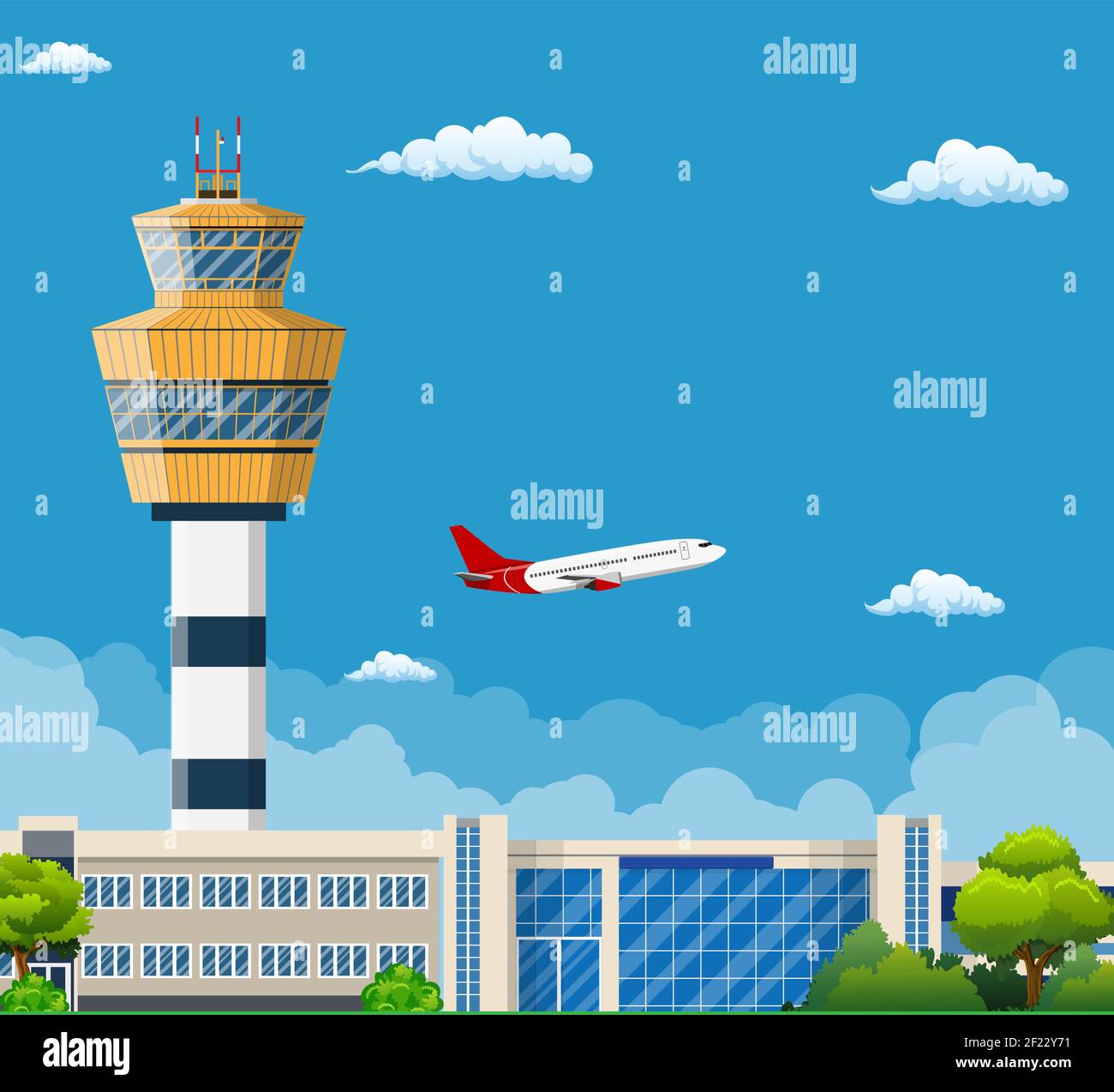 Airport Terminal with Control Tower Stock Vector Image & Art - Alamy