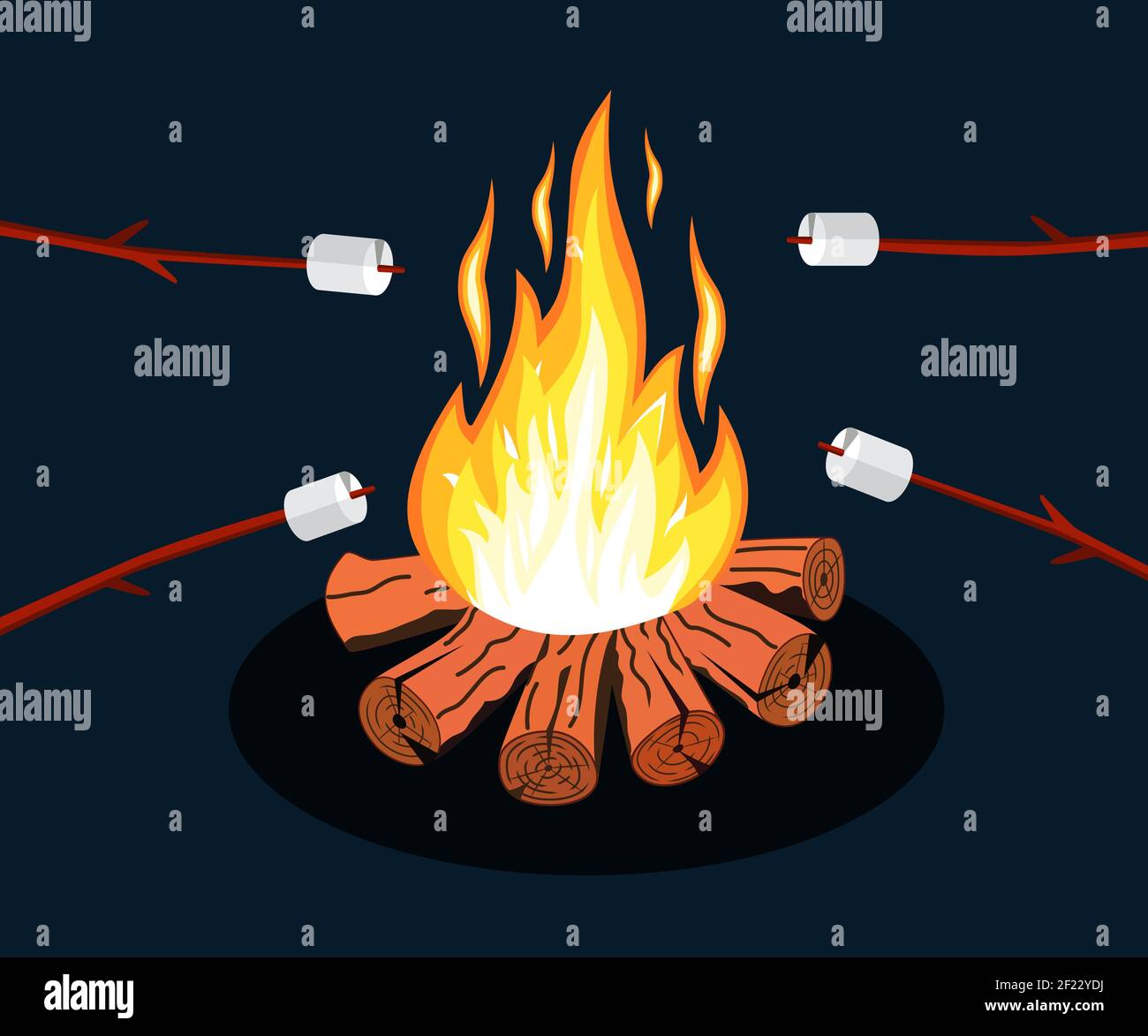 Bonfire with marshmallow Stock Vector Image & Art - Alamy