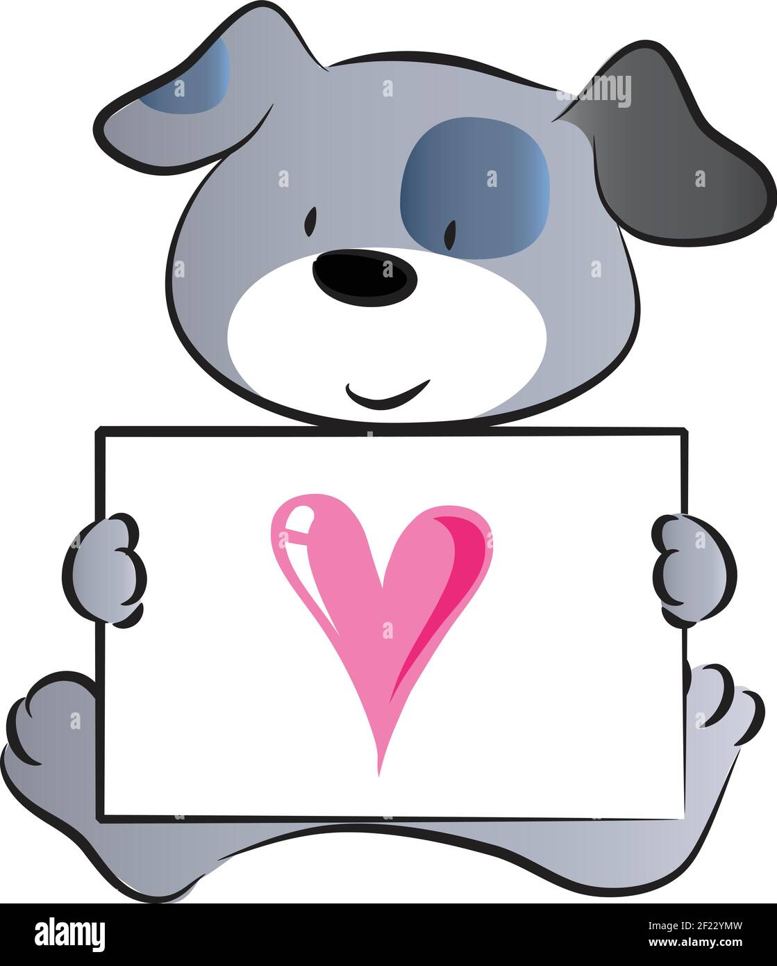vector cartoon animals dog hold heart shape Stock Vector Image & Art ...