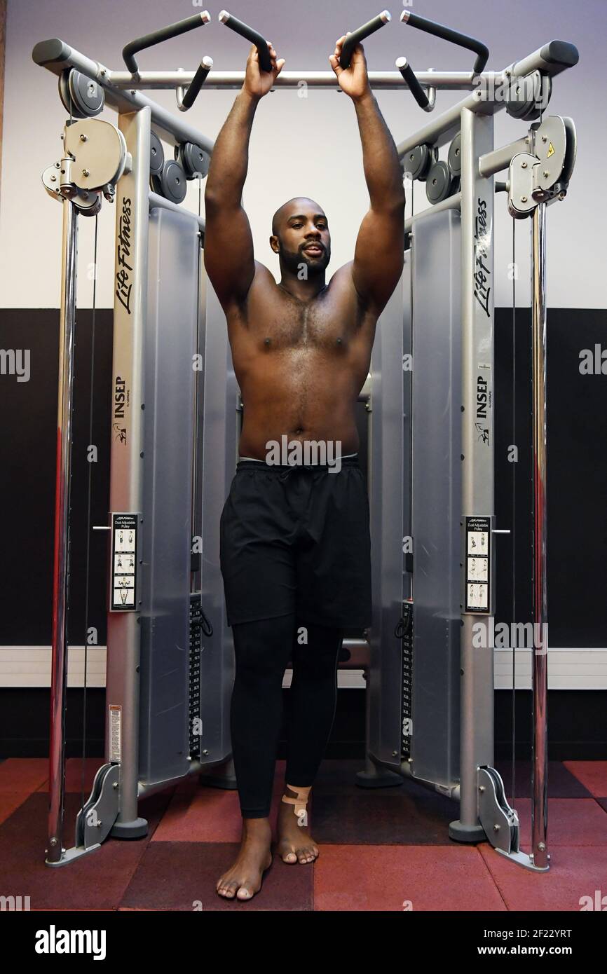 Teddy Riner during a physical practice session (Bodybuilding) on ...