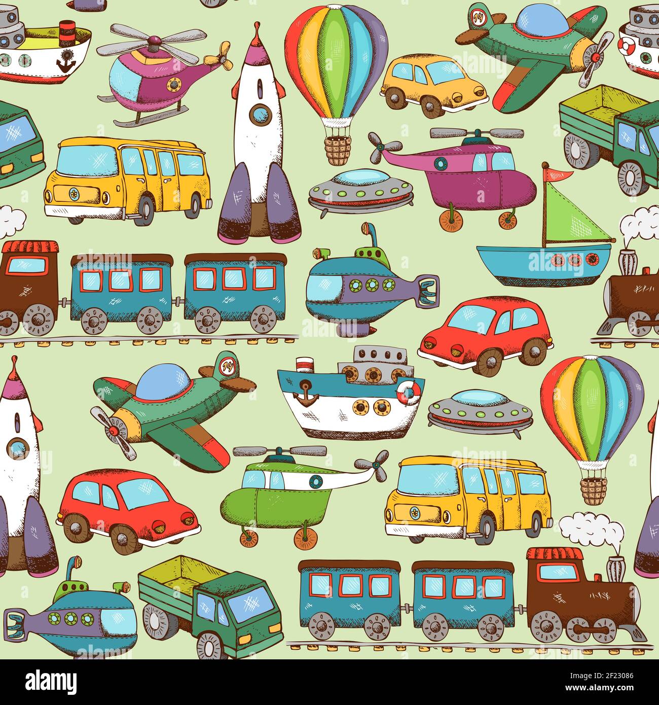vector illustration cartoon transport seamless pattern background Stock ...