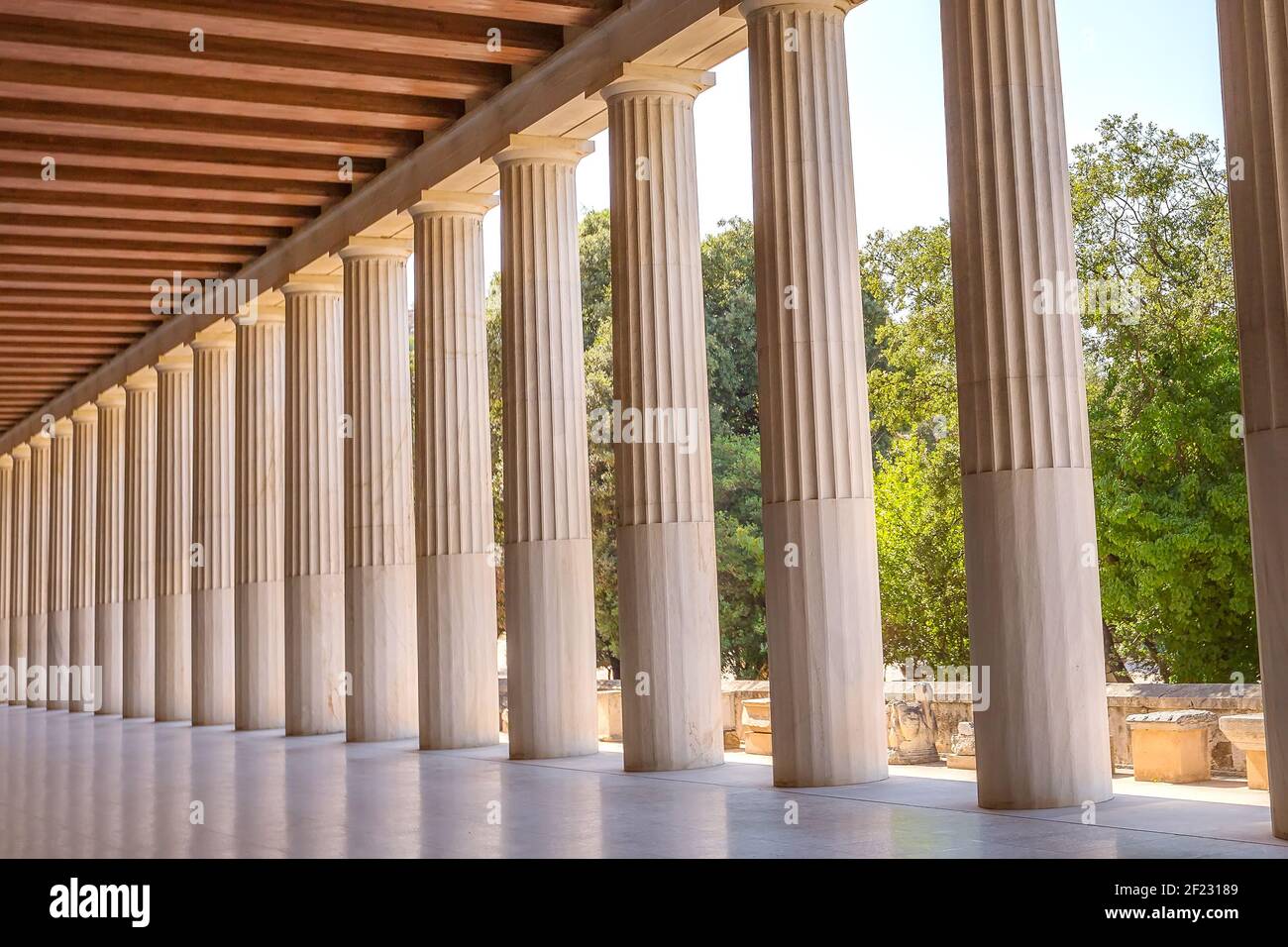 Ancient Stoa of Attalos columns in Athens, Greece Stock Photo - Alamy