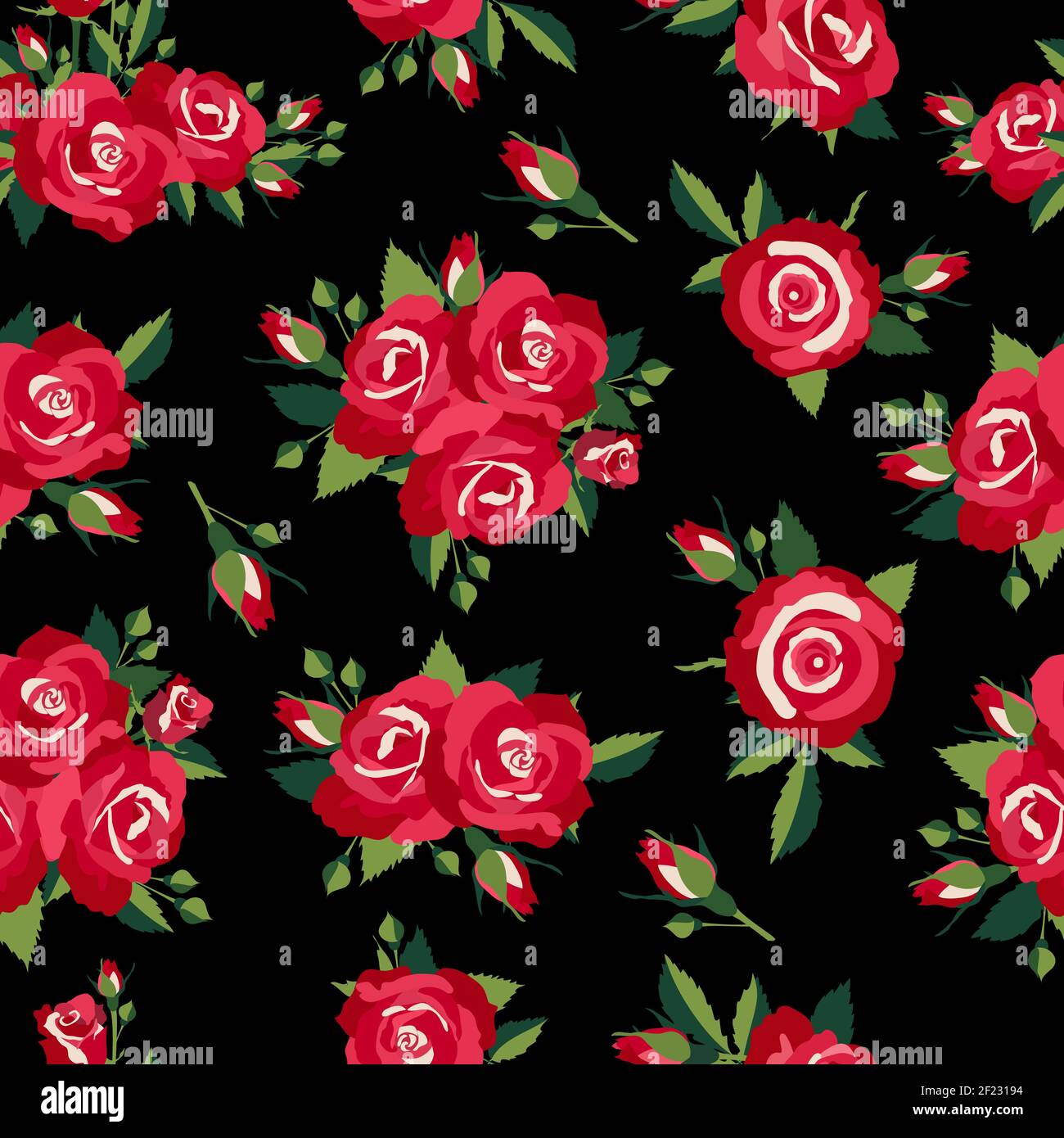 roses pattern on black background vector illustration Stock Vector ...