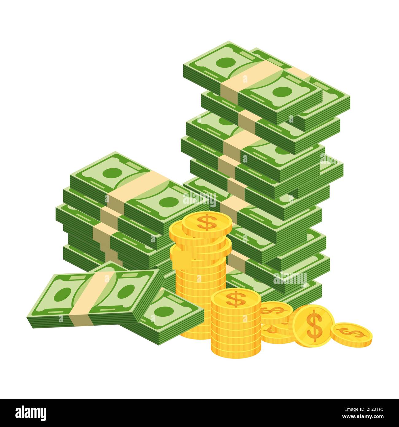 Huge packs of paper money. Bundle with cash bills Stock Vector Image ...