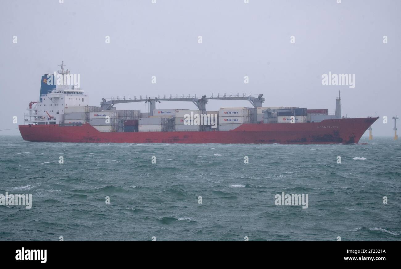 The refrigerated cargo ship, Hood Island, makes her way through the ...