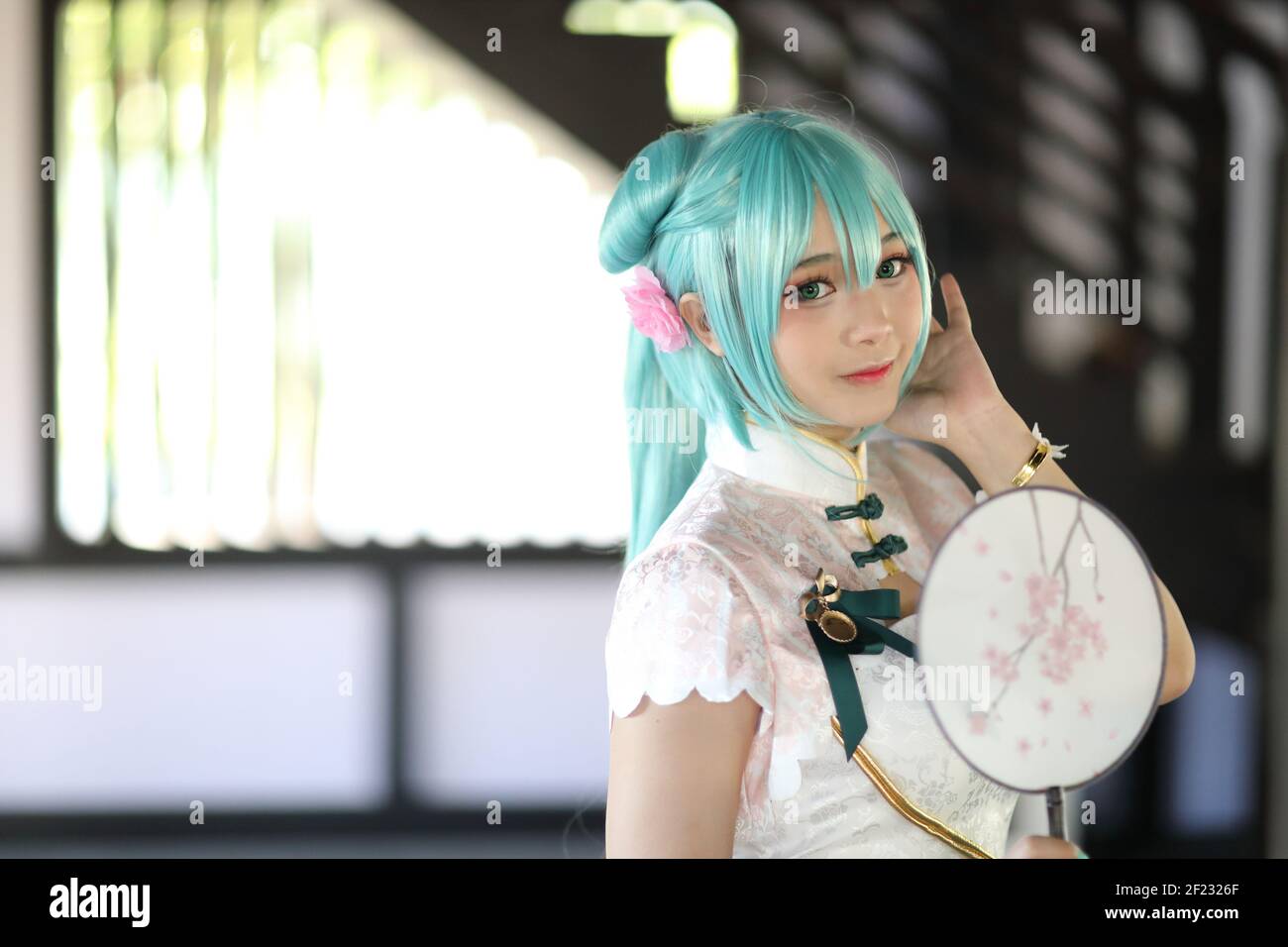 Japan anime cosplay portrait of a girl with chinese dress costume in ...