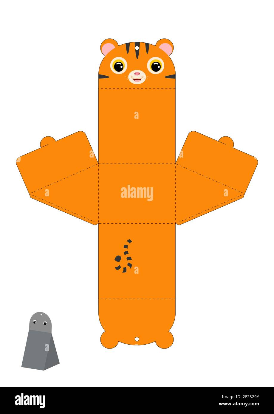 Party favor box tiger design for sweets, candies, presents. Packaging ...