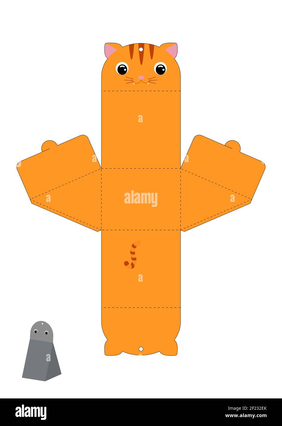 Party favor box cat design for sweets, candies, presents. Packaging die ...