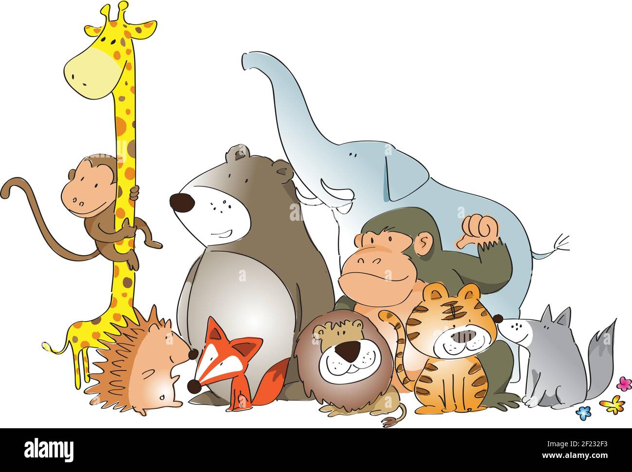 vector cartoon zoo animals Stock Vector Image & Art - Alamy