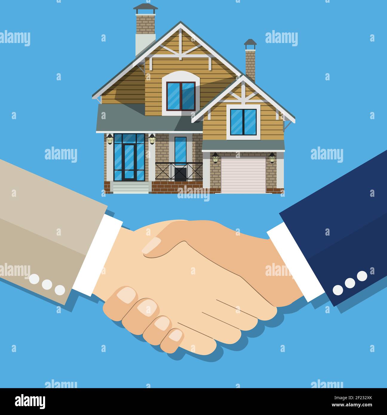Cartoon, Businessman handshake Deal purchase home Stock Vector Image ...