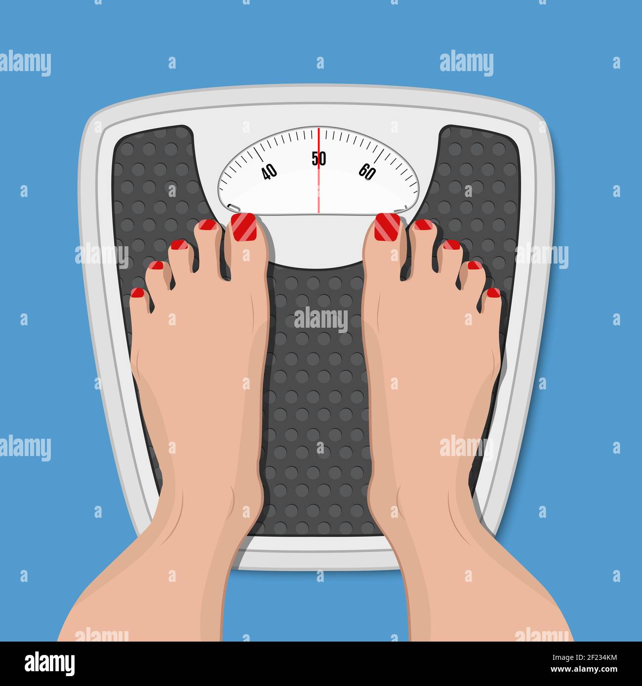 Person standing on scales Stock Vector Images - Alamy
