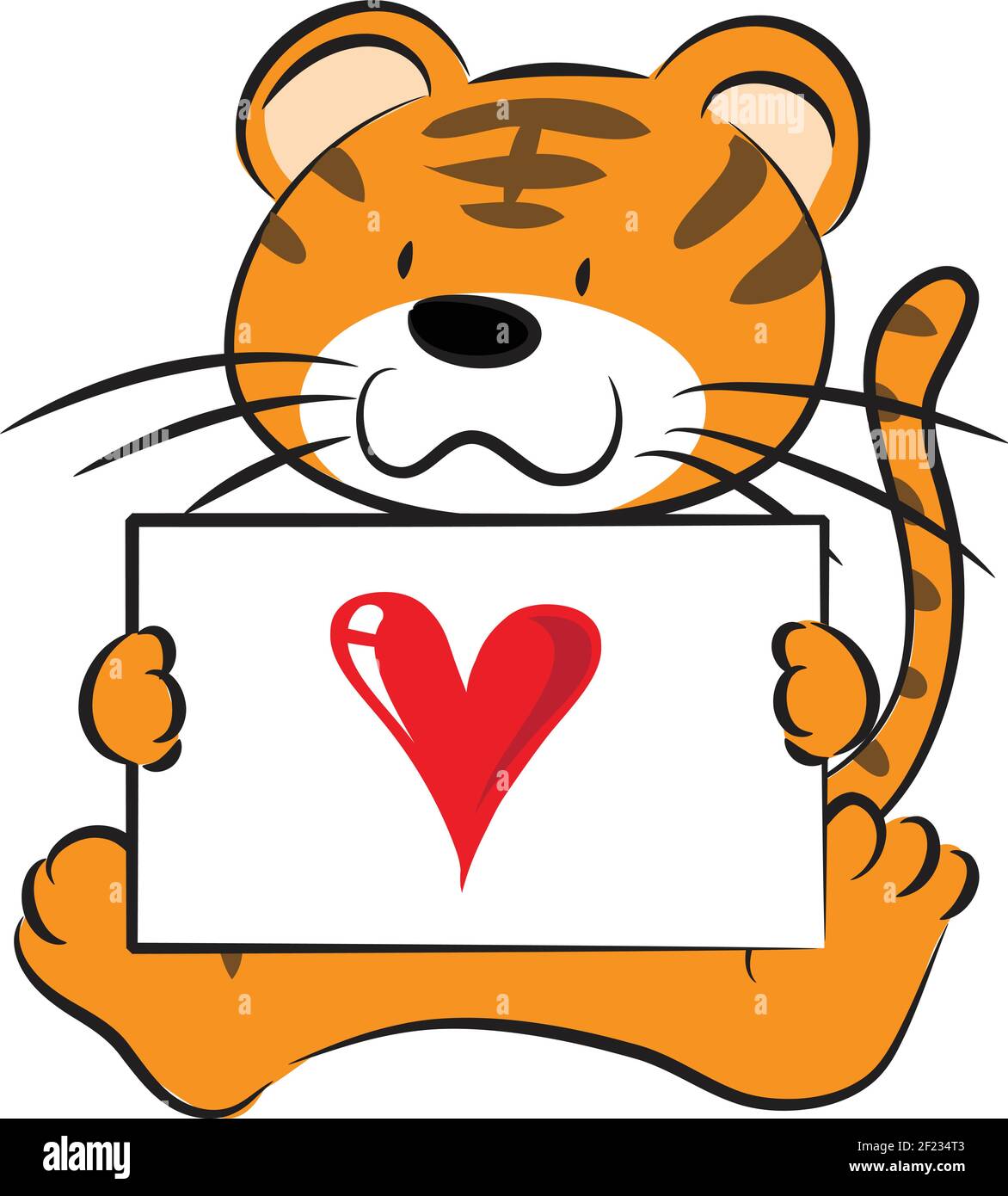 vector cartoon tiger hold card show love Stock Vector Image & Art - Alamy