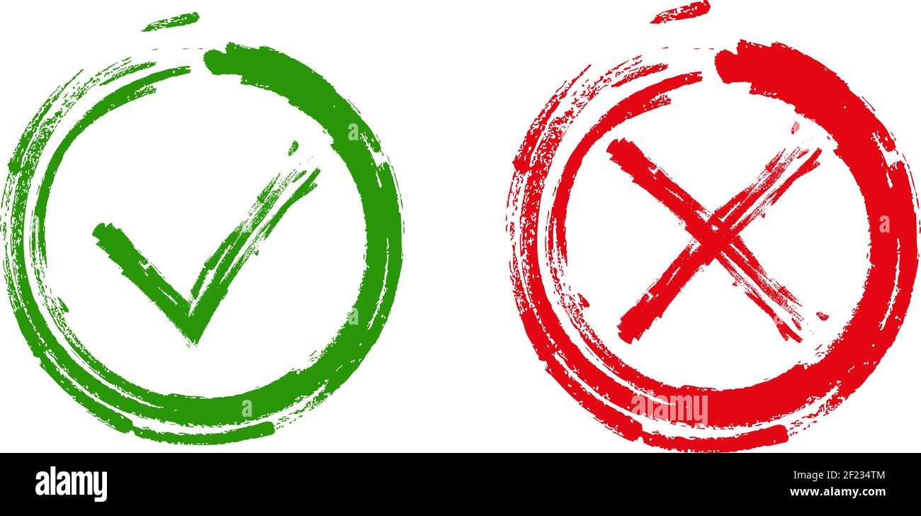 Green checkmark OK and red X icons Stock Vector Image & Art - Alamy