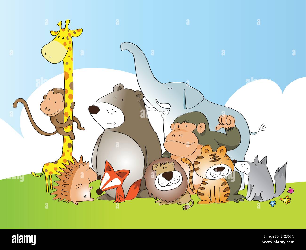 vector cartoon zoo animals Stock Vector Image & Art - Alamy