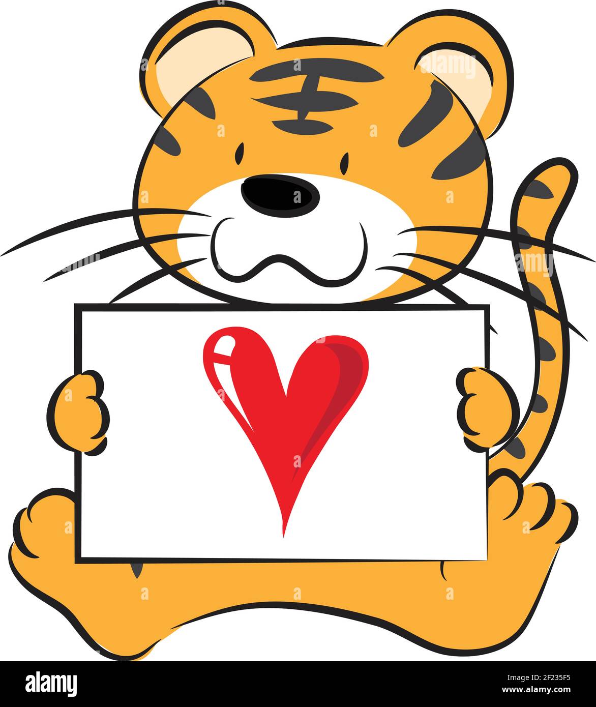 vector cartoon tiger hold card show love Stock Vector Image & Art - Alamy