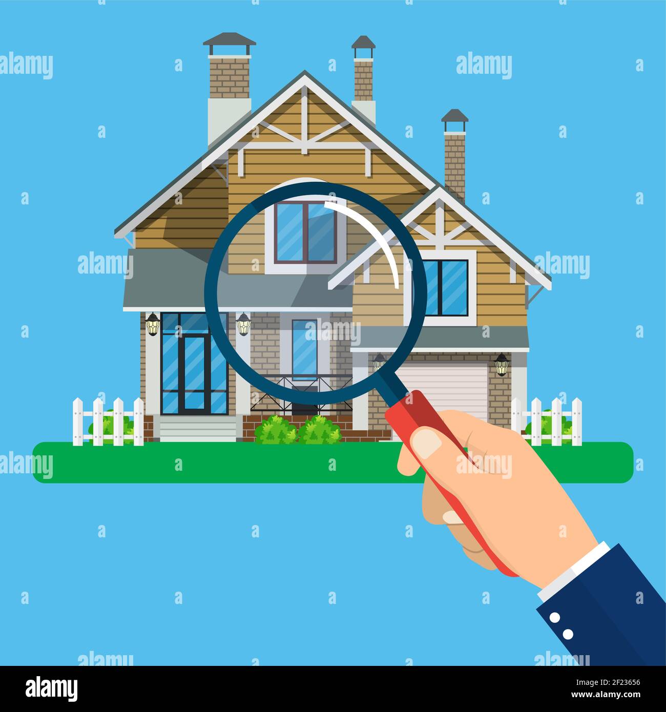 Magnifying glass with house Stock Vector Image & Art - Alamy