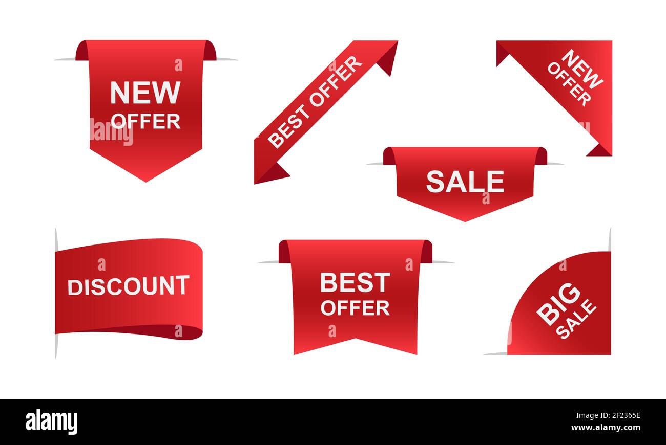 Sale ribbons banners in red. Vector illustration EPS 10 Stock Vector ...