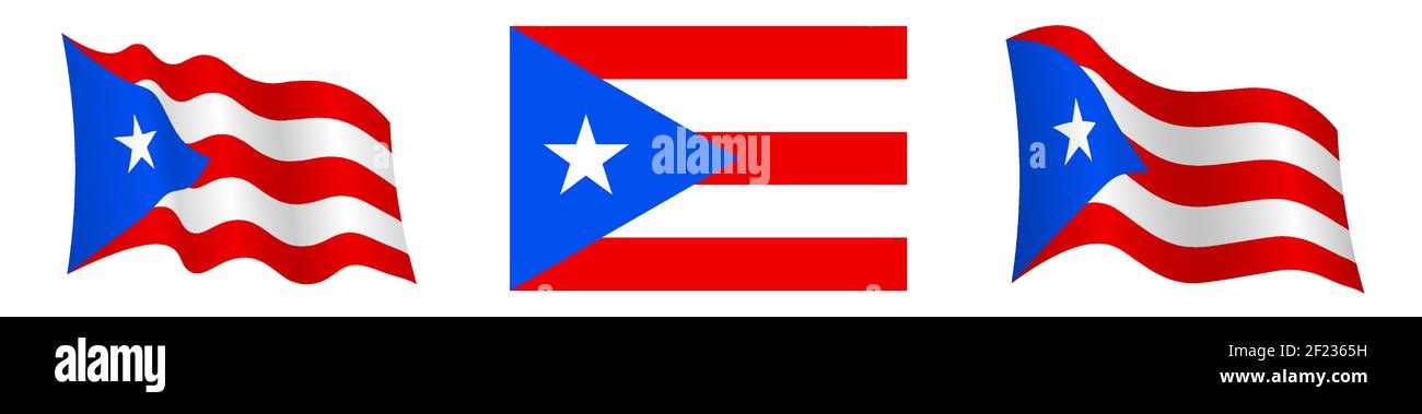 flag of Puerto Rico in static position and in motion, fluttering in ...