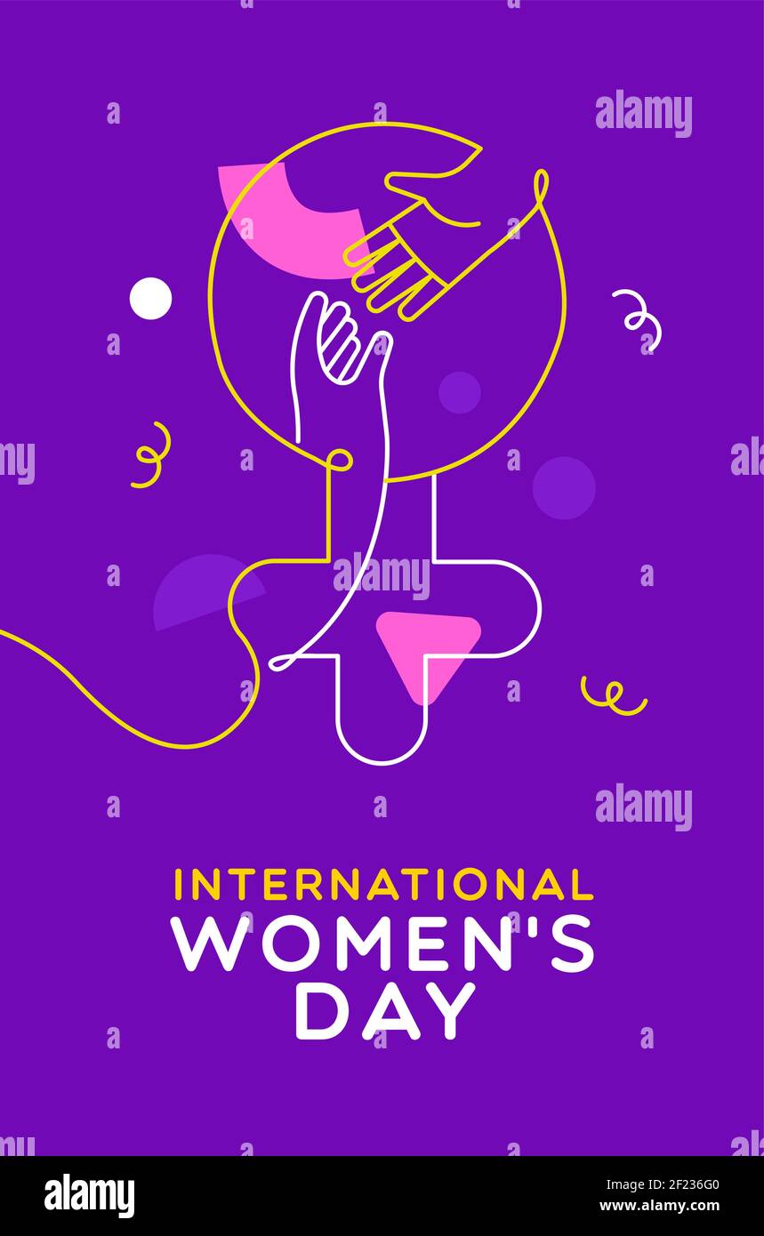 International Women's Day greeting card illustration of woman hands ...
