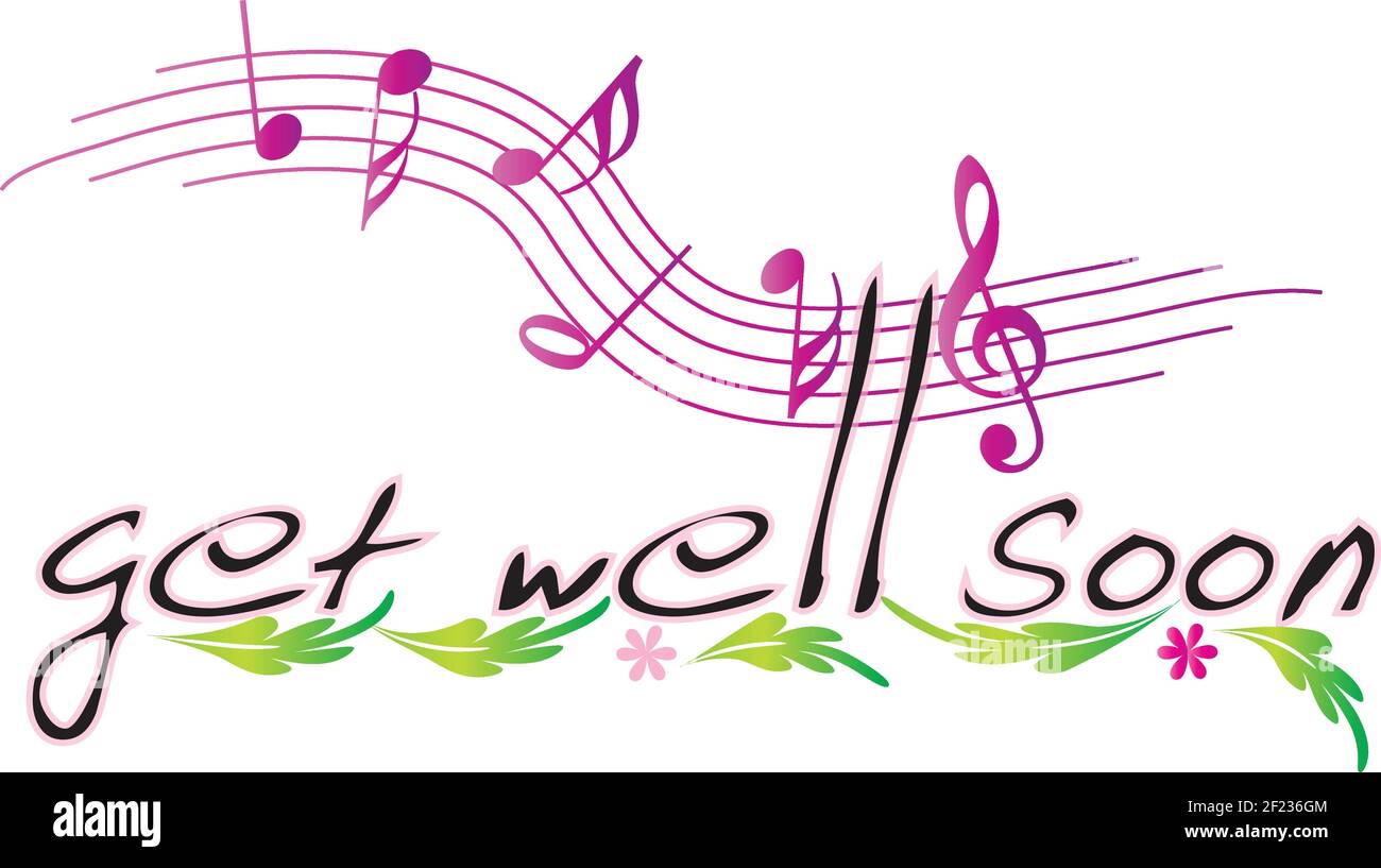 vector get well soon card rainbow butterfly music Stock Vector Image ...