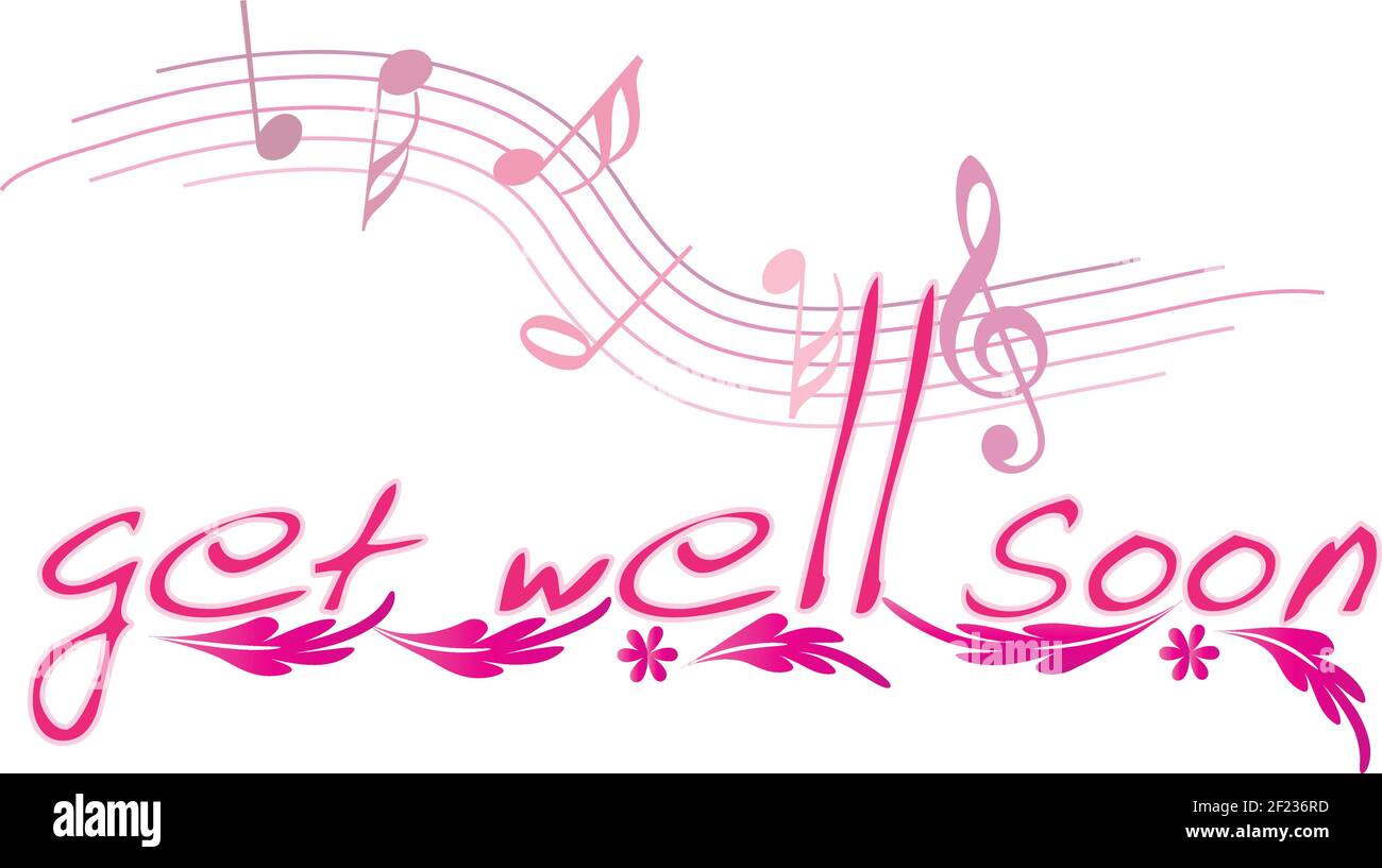 vector get well soon card rainbow butterfly music Stock Vector Image ...