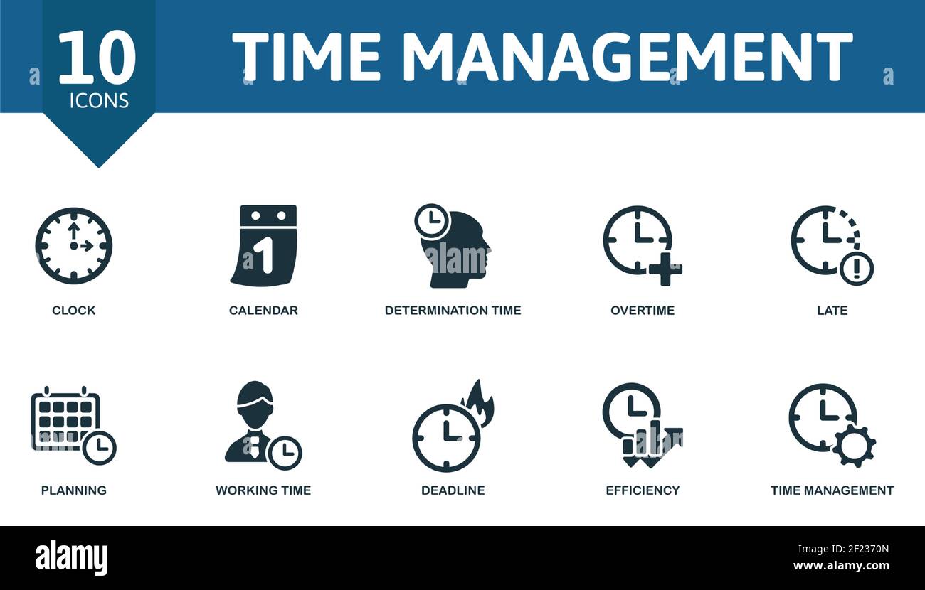 Time Management icon set. Contains editable icons time management theme ...