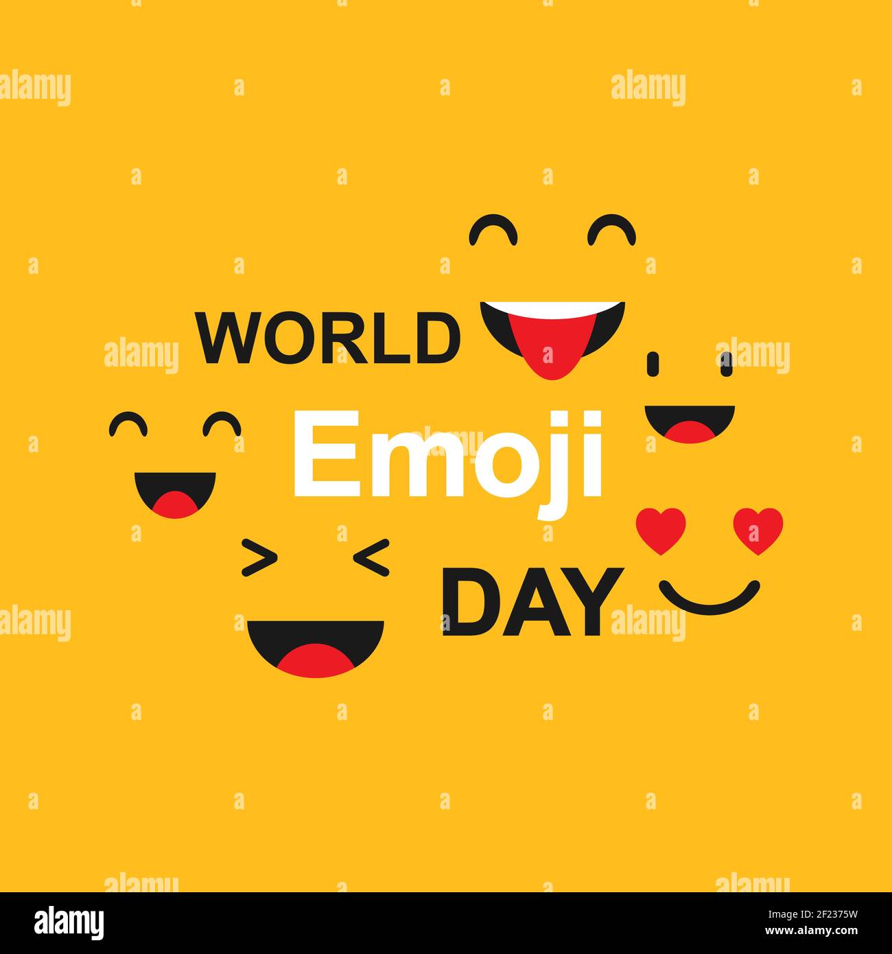 World Emoji Day. Emoji set with text on yellow background. Vector ...
