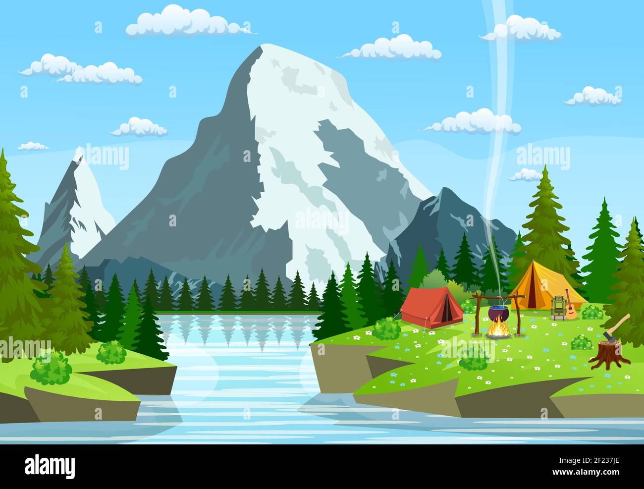 Vector flat illustration camping Stock Vector Image & Art - Alamy