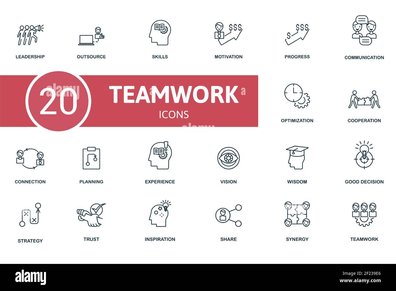 Teamwork icon set. Contains editable icons teamwork theme such as ...
