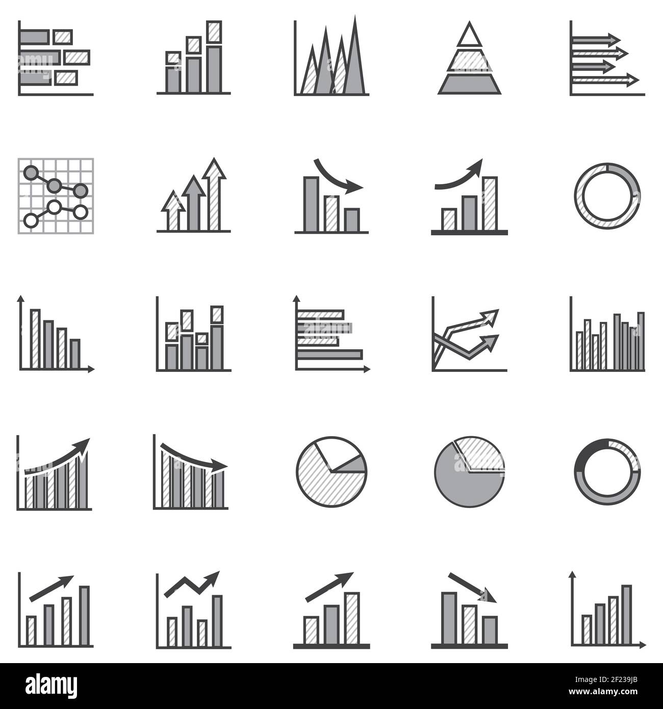 Set of Graph, Simple Statistics icon, Flat Business Symbol Stock Vector ...