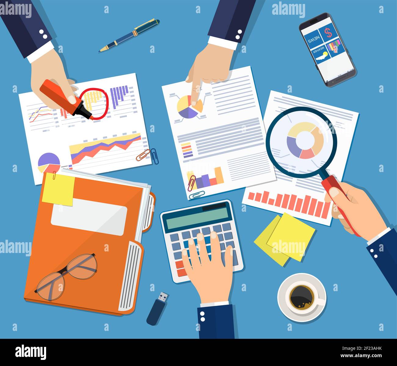 Magnifying glass graph paper Stock Vector Images - Alamy