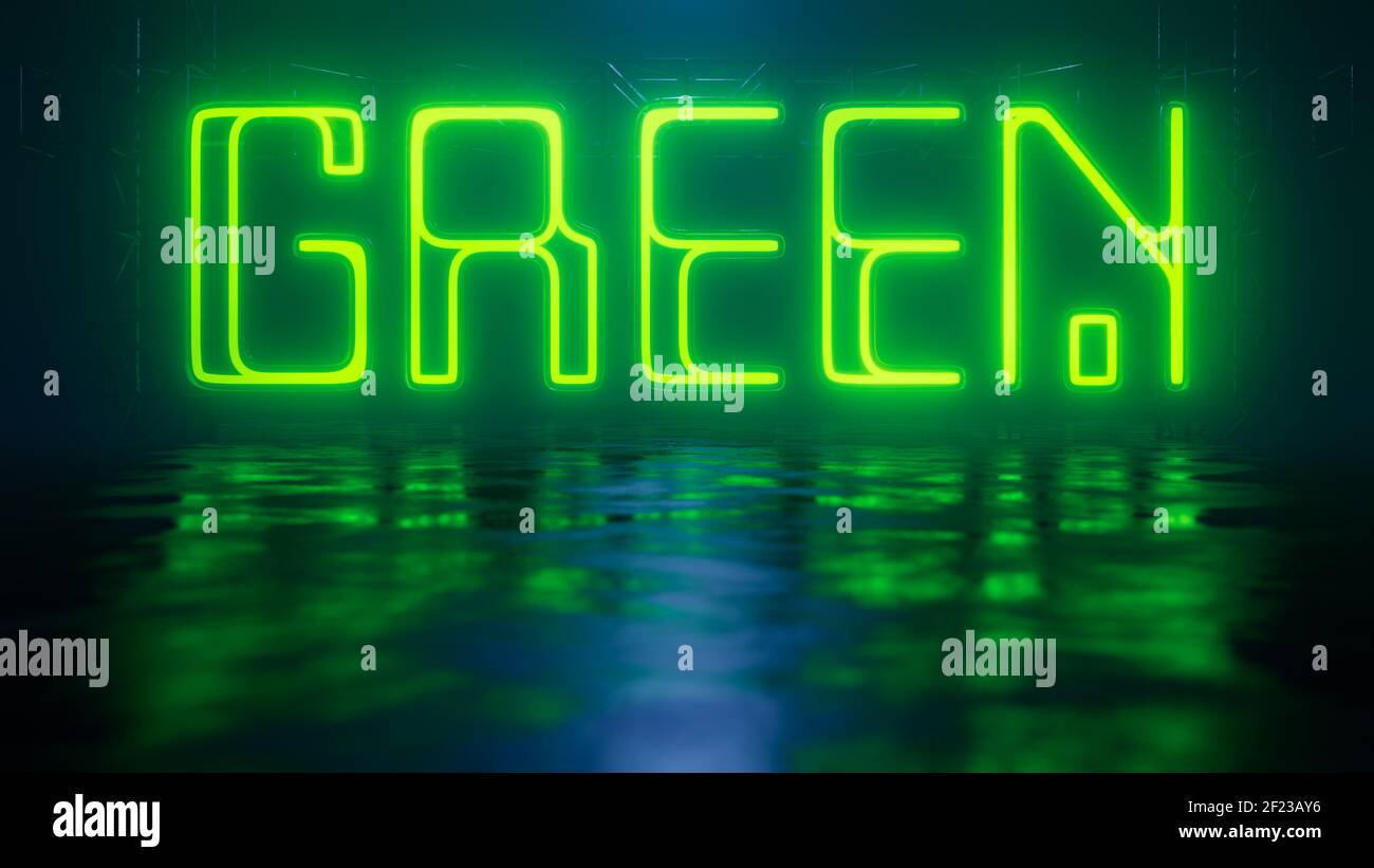 Neon light sign green Stock Photo - Alamy
