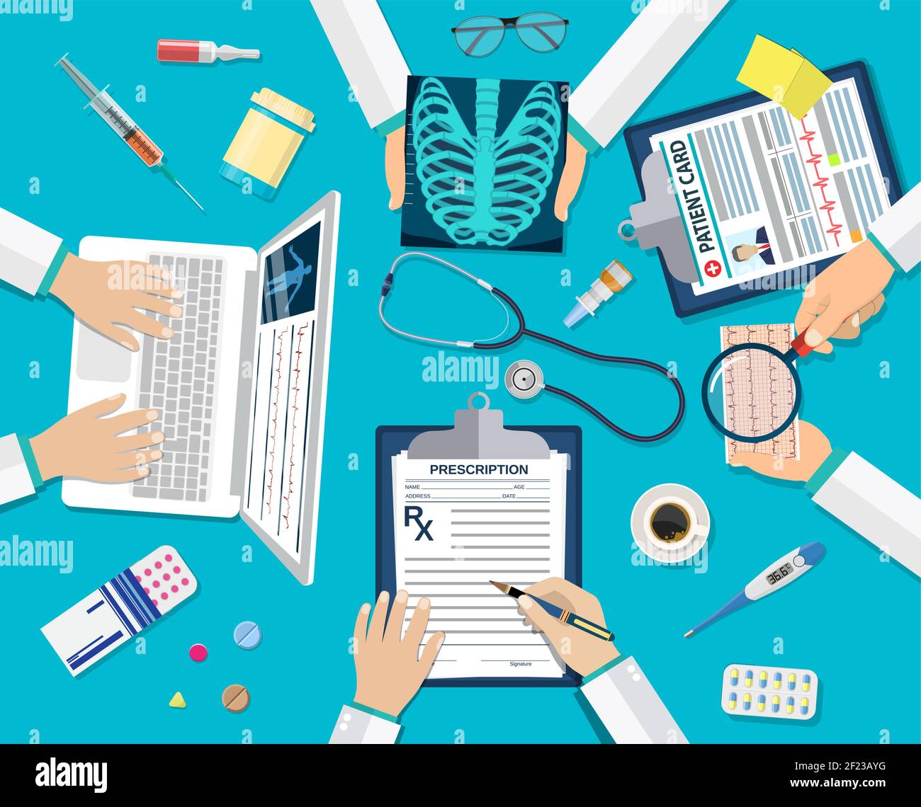 Medical team doctors at desktop Stock Vector Image & Art - Alamy