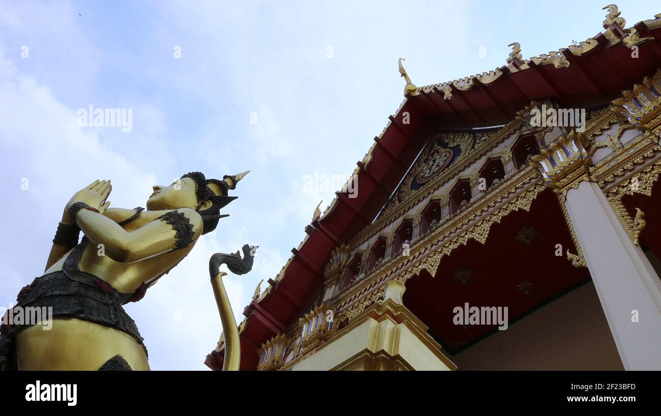 Thai Buddhist Mythical Creature: Statute of a half human half lion ...