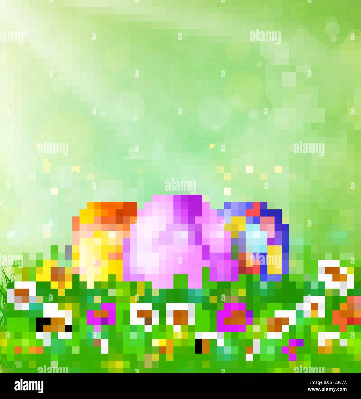 Happy Easter Card with Eggs, Grass, Flowers Stock Vector Image & Art ...