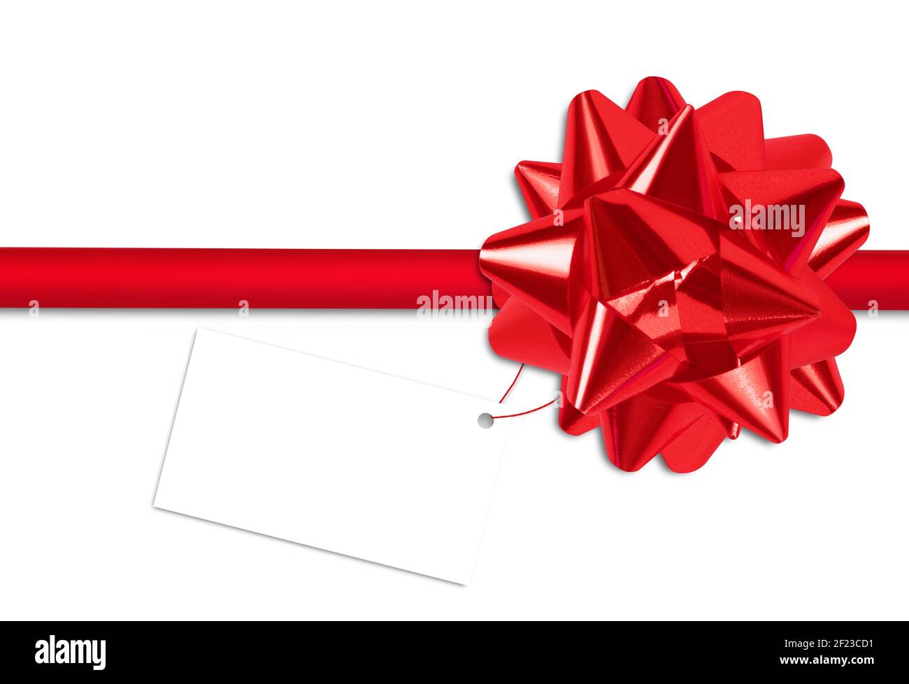Gift card note with ribbon on isolated background Stock Photo - Alamy