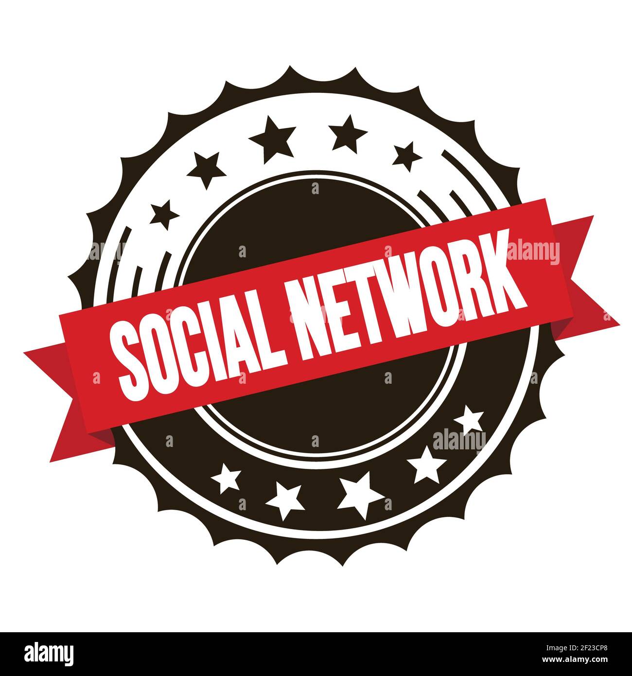 SOCIAL NETWORK text on red brown ribbon badge stamp Stock Photo - Alamy