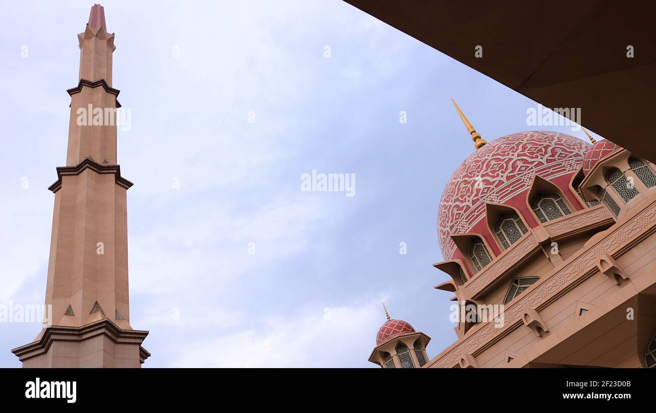 The Putra Mosque, also known as the Pink Mosque, in Putrajaya Malaysia ...