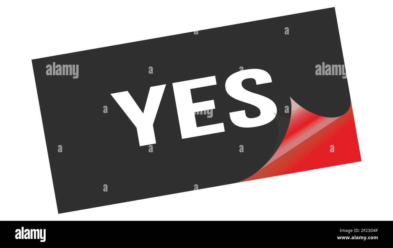 YES text written on black red sticker stamp Stock Photo - Alamy