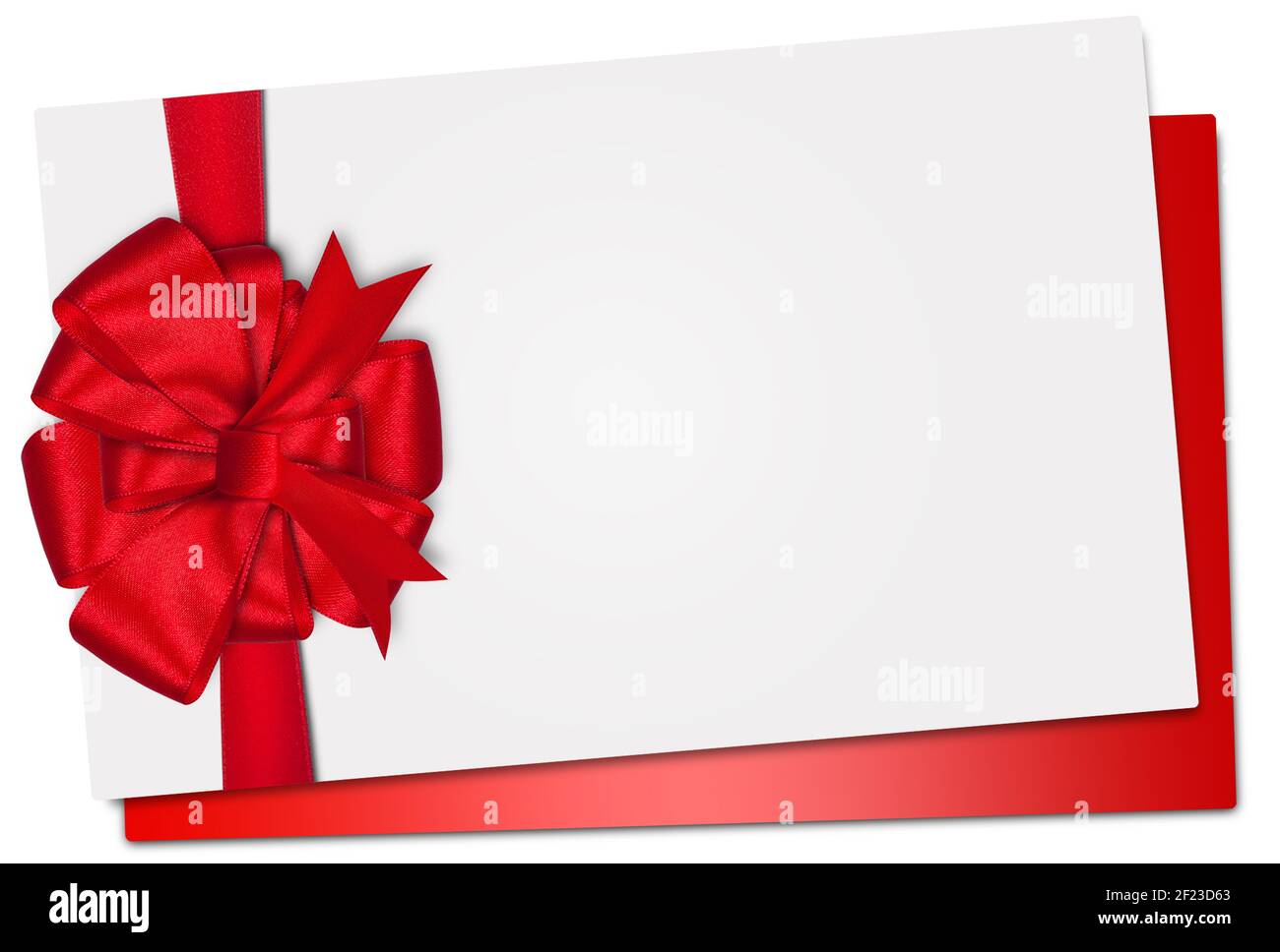 Gift card note with ribbon on isolated background Stock Photo - Alamy