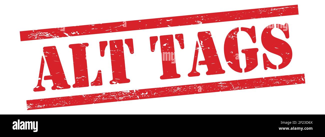 ALT TAGS text on red grungy vintage rubber stamp Stock Photo - Alamy