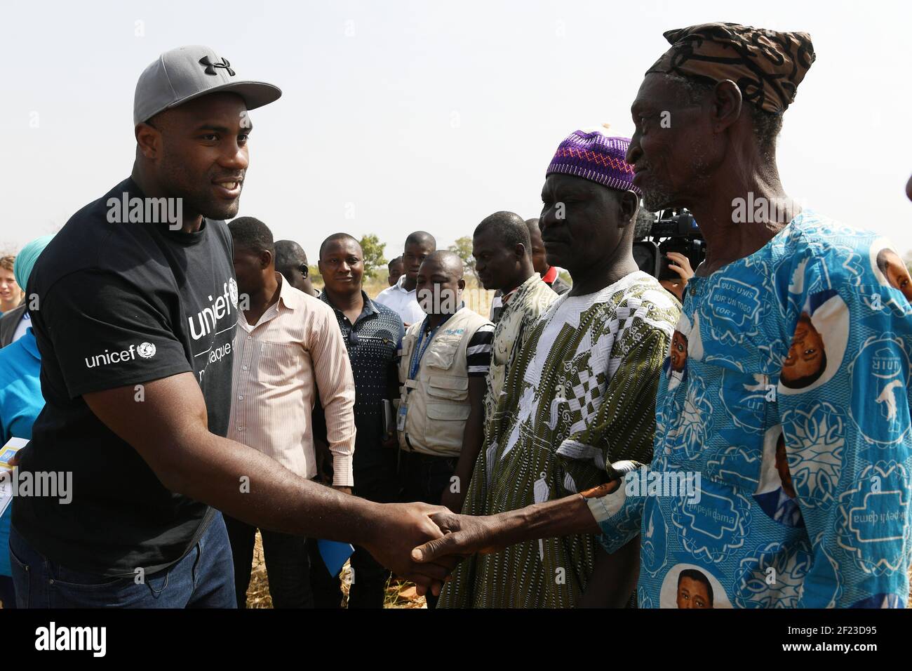 Teddy Riner visits the bush village of Nioussira during the Unicef ...