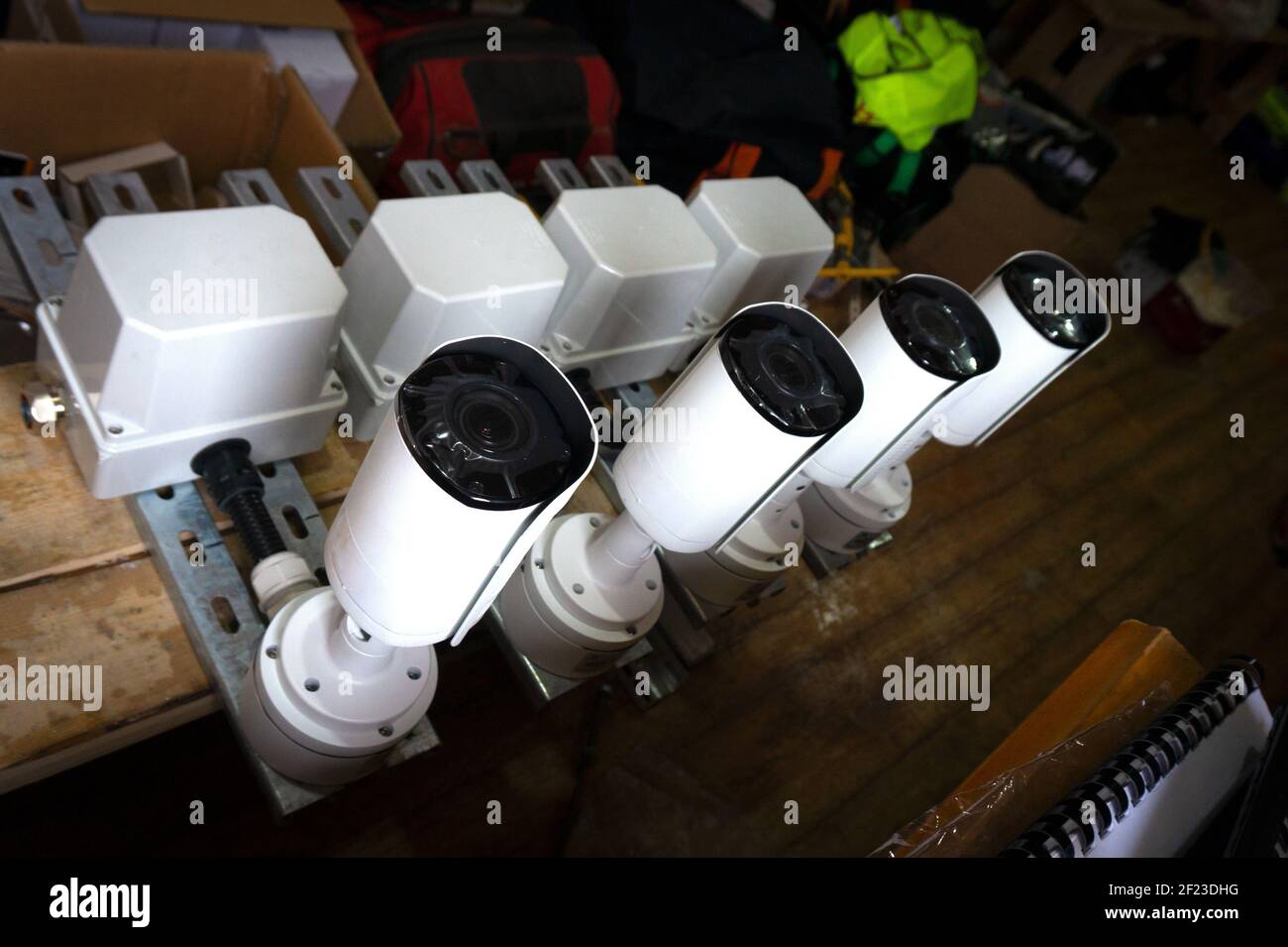 several outdoor cameras are in the workshop ready for installation ...