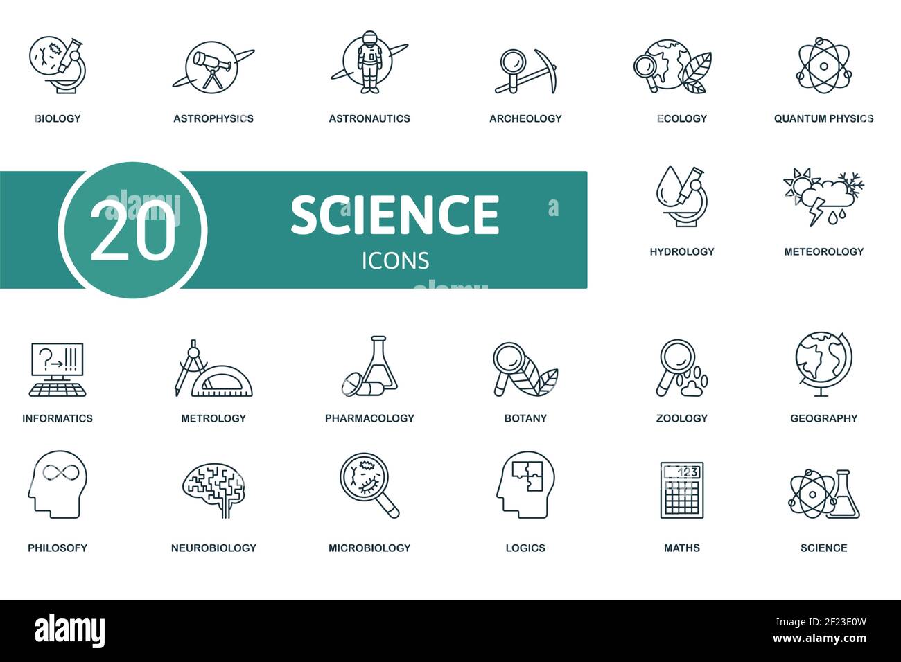 Science icon set. Contains editable icons science theme such as ...