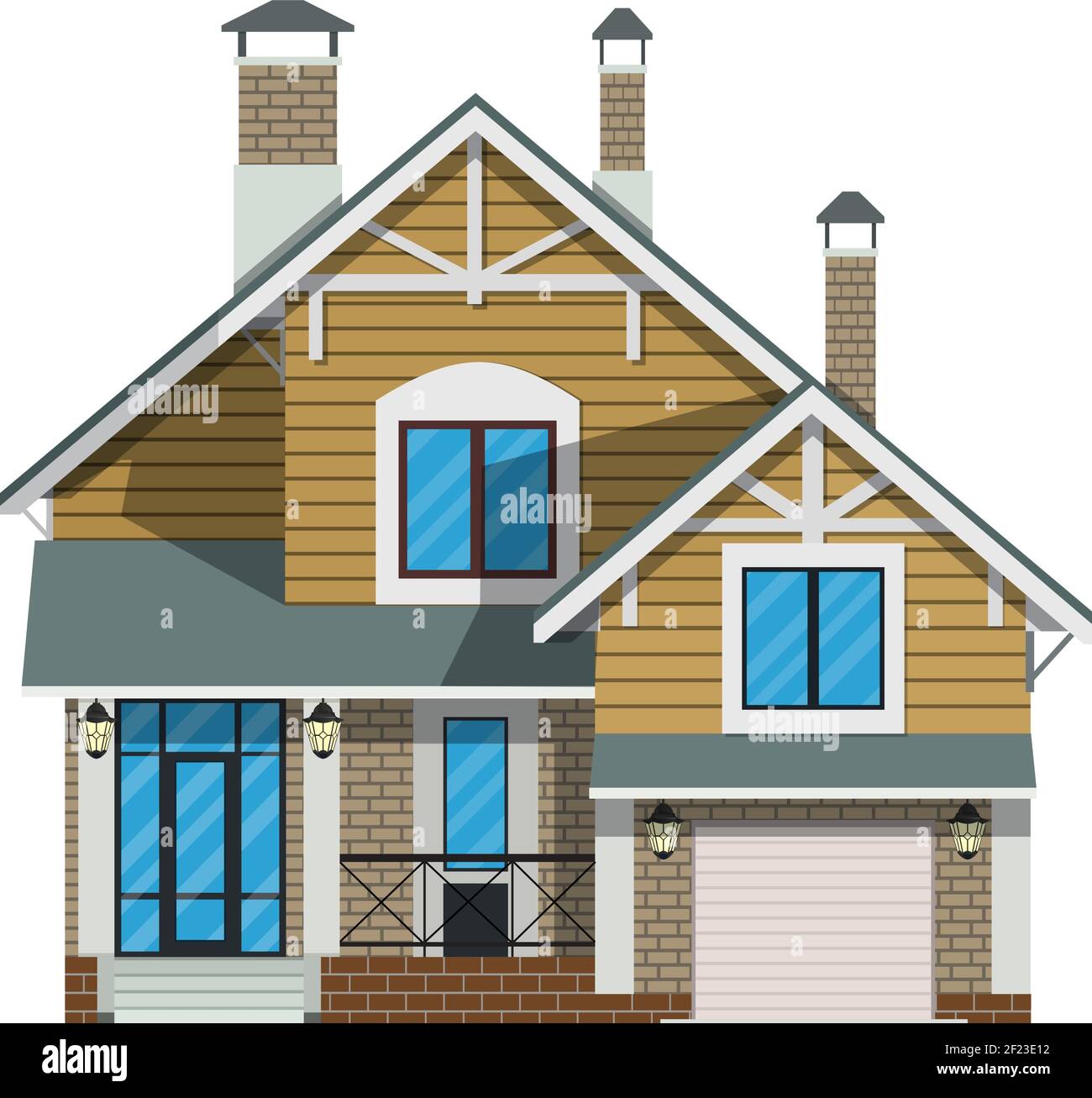 Suburban family house with garage Stock Vector Image & Art - Alamy