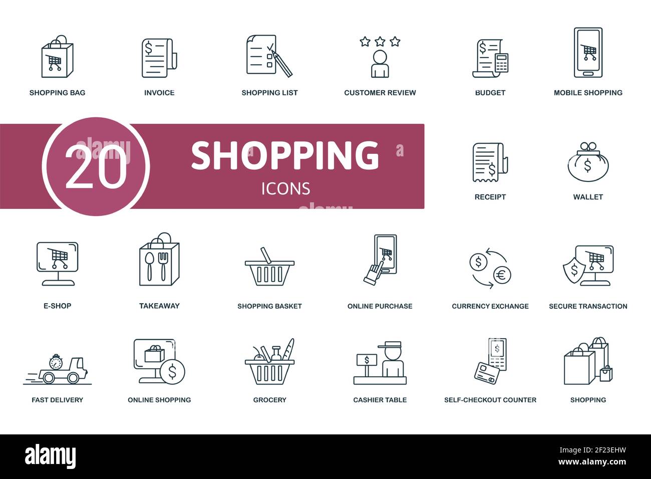 Shopping icon set. Contains editable icons shopping theme such as ...