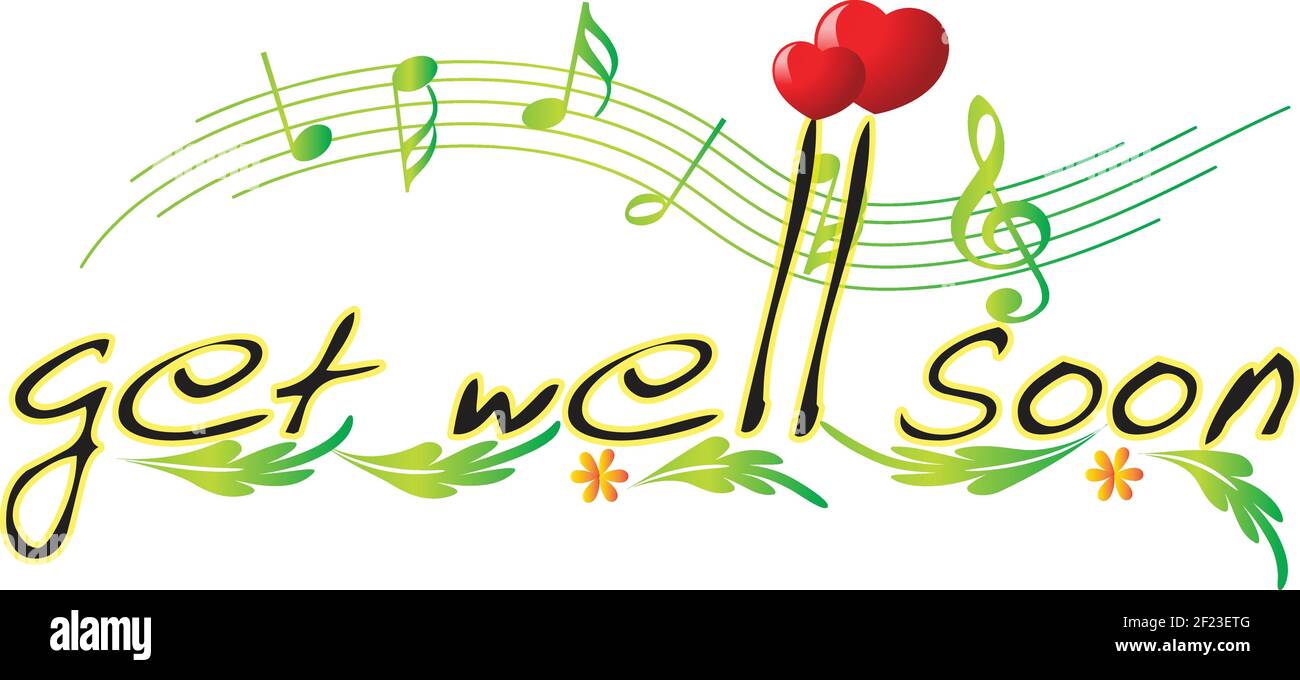 vector get well soon card rainbow butterfly music Stock Vector Image ...